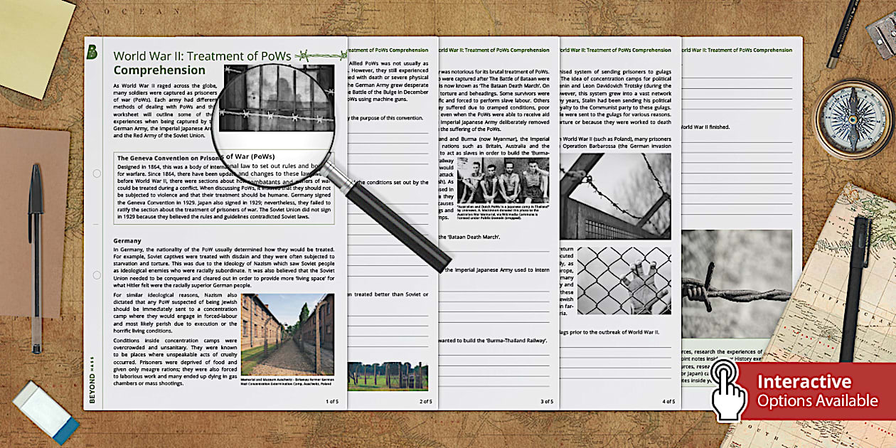 World War II: Treatment of PoWs Comprehension (teacher made)