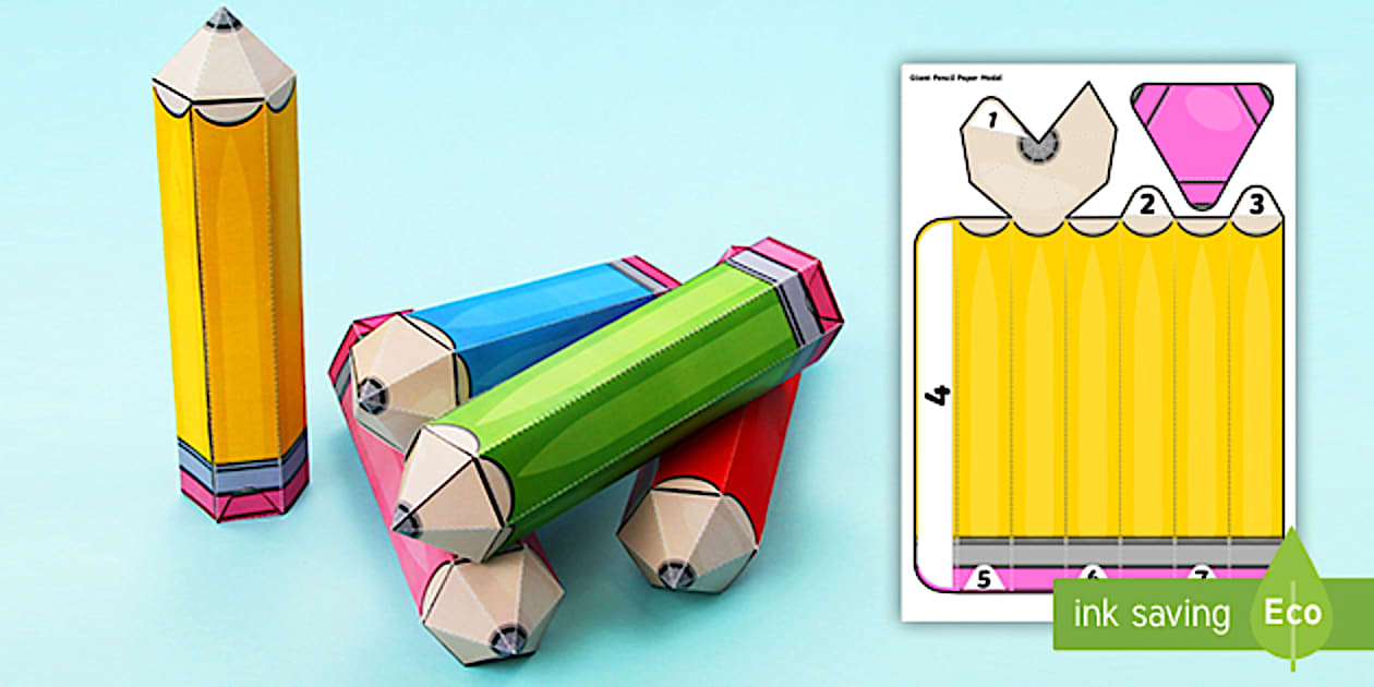 3D Pencil Display Paper Model (teacher made) - Twinkl