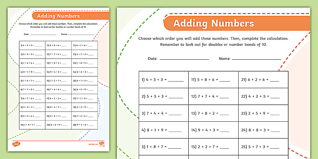 Adding Three One Digit Numbers Lesson 4 Choose Strategy Worksheet