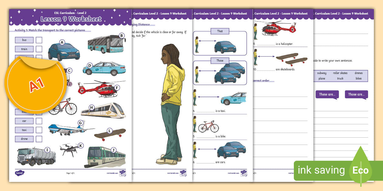ESL Curriculum Level 2, Lesson 9 Worksheet (teacher made)