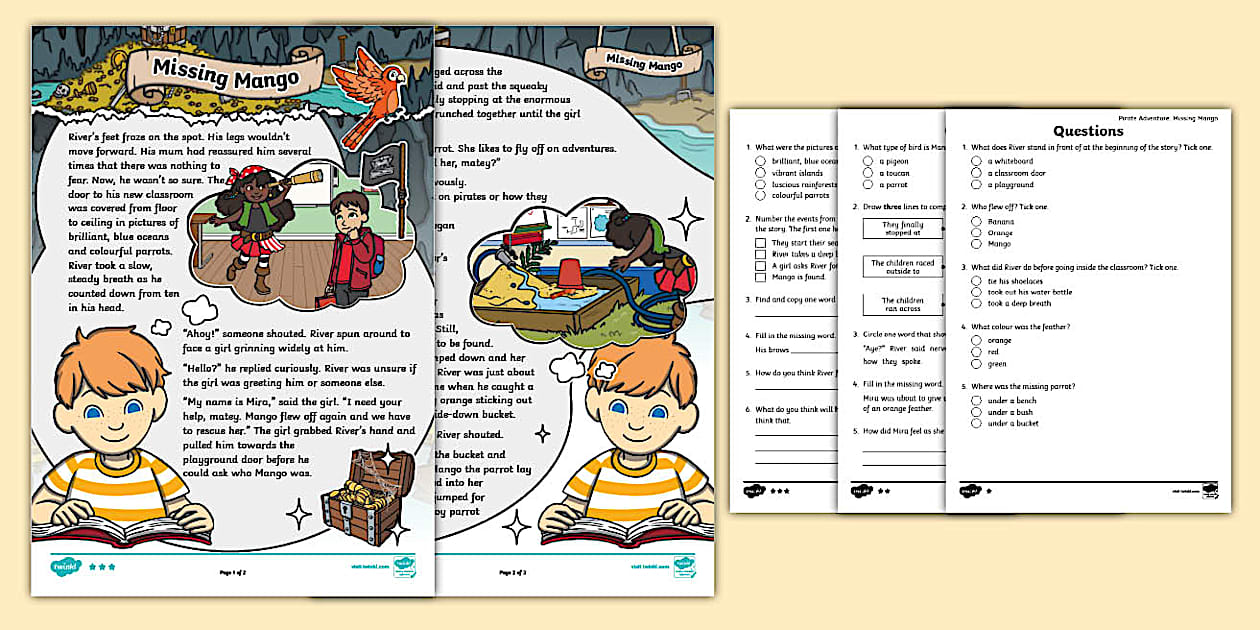 KS1 Pirate Adventure: Missing Mango Reading Activity