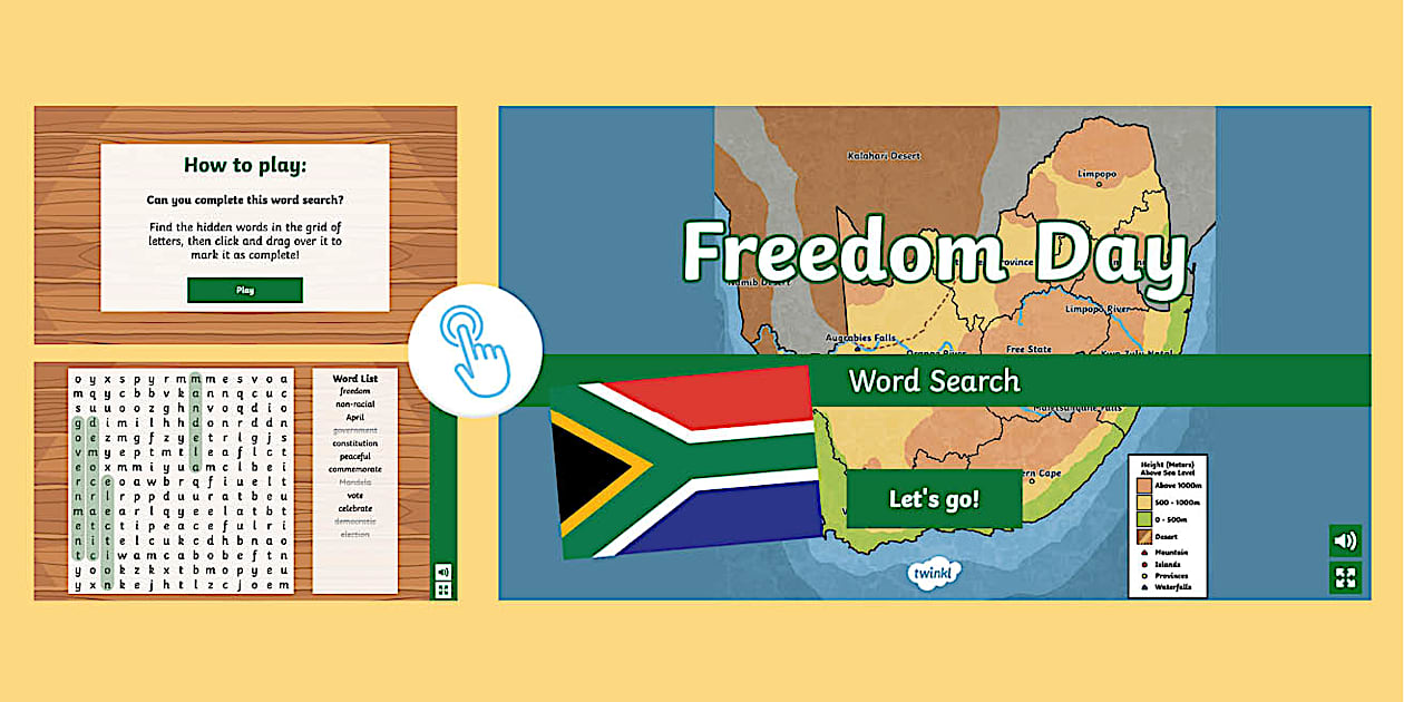 Freedom Day Interactive Word Search Twinkl (teacher made)