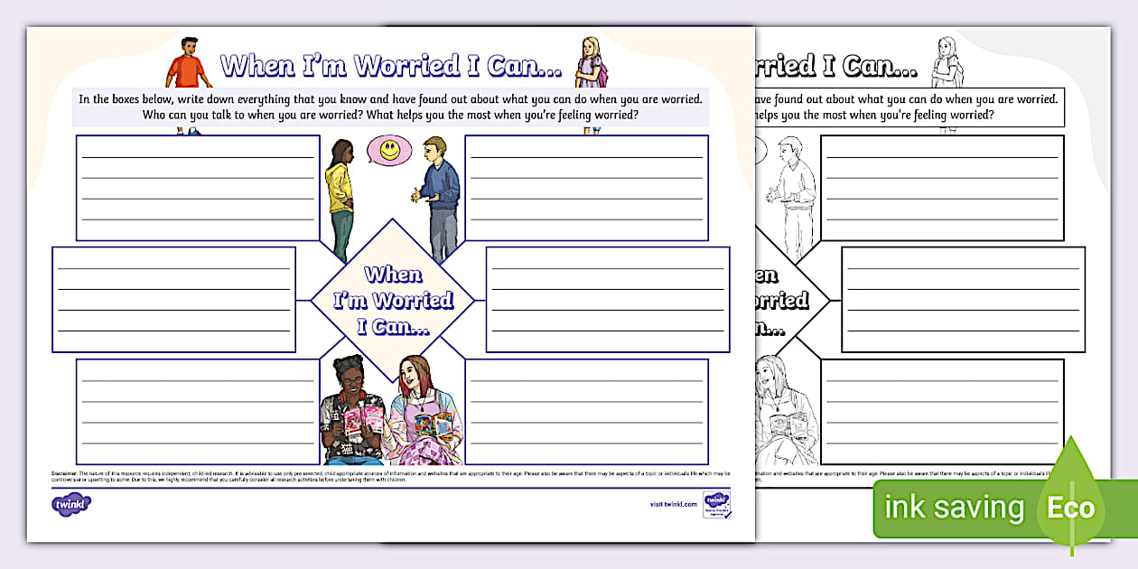 When I'm Worried I Can... Mind Map (teacher made) - Twinkl