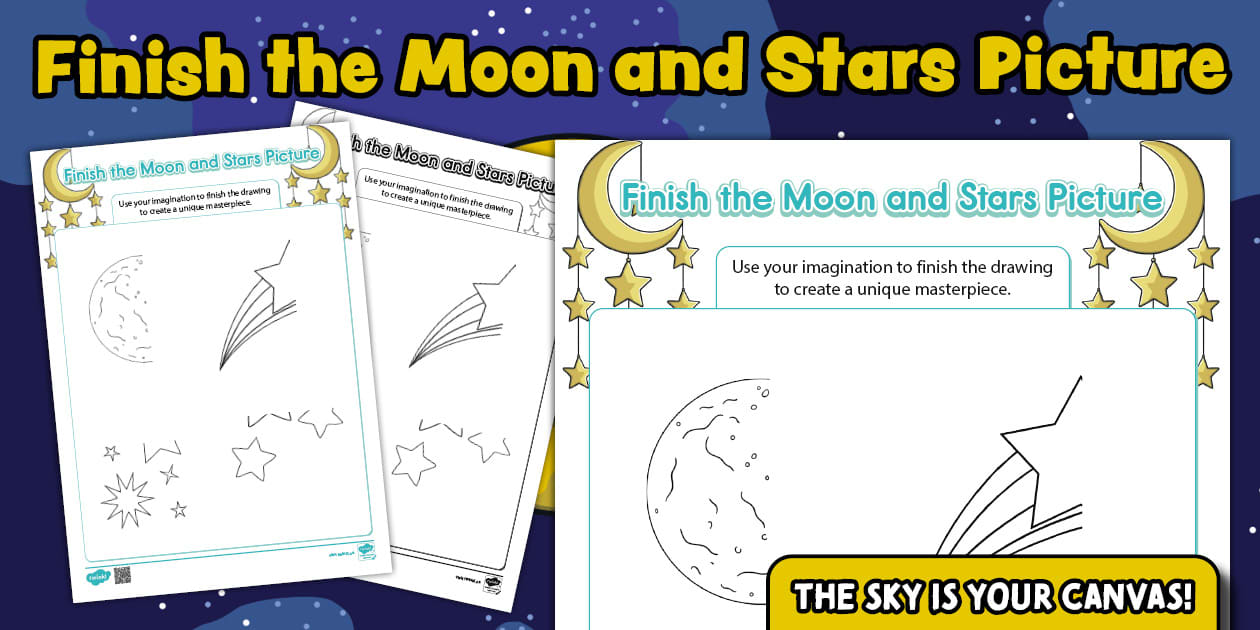 Finish the Moon and Stars Picture Worksheet