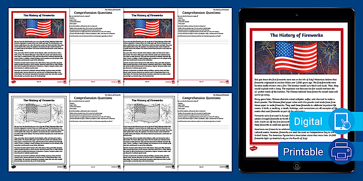 History of Fireworks Reading Comprehension | Twinkl USA