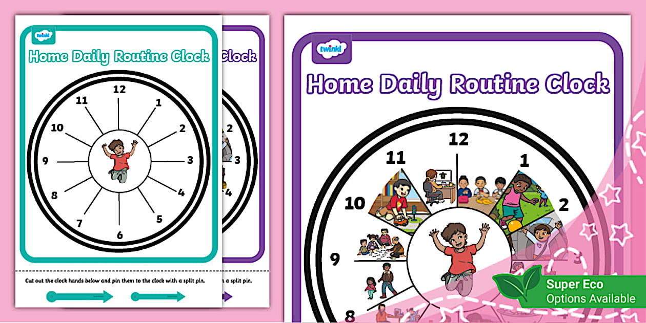 Home Daily Routine Clock (teacher made) - Twinkl