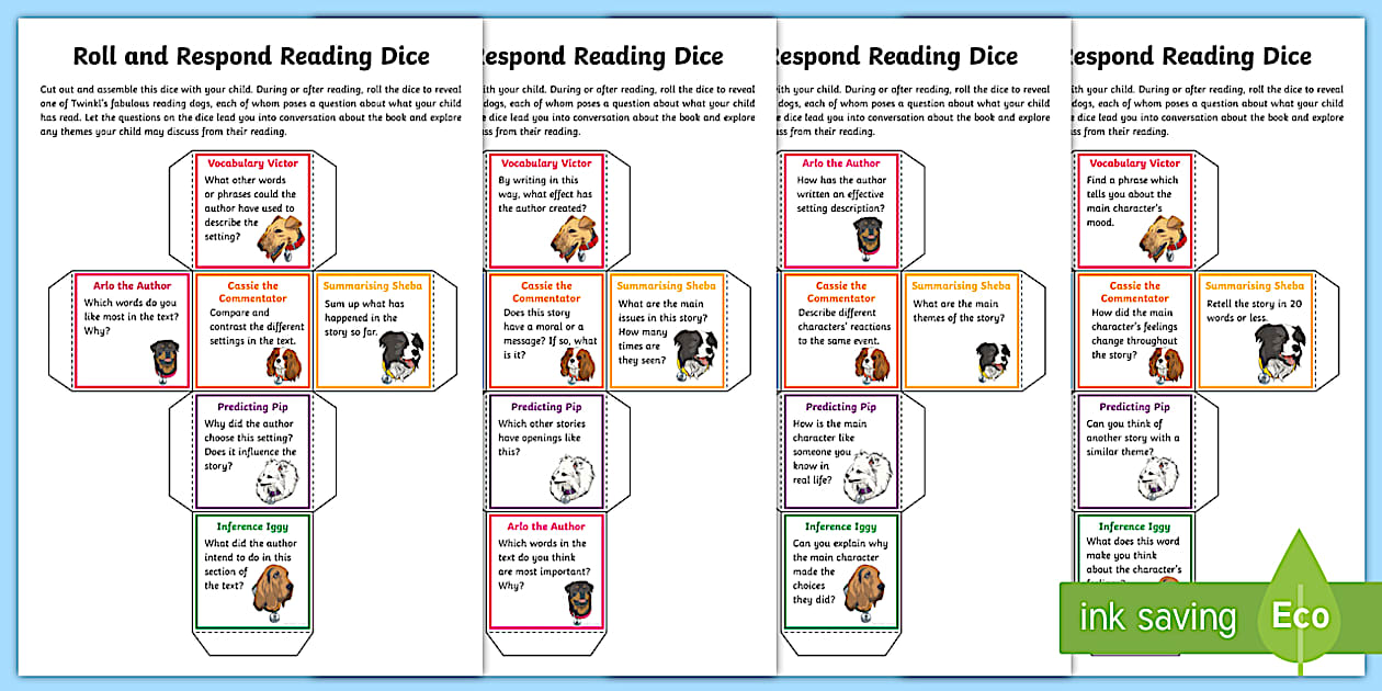 Year 3 Roll and Respond Reading Dice Nets (Teacher-Made)