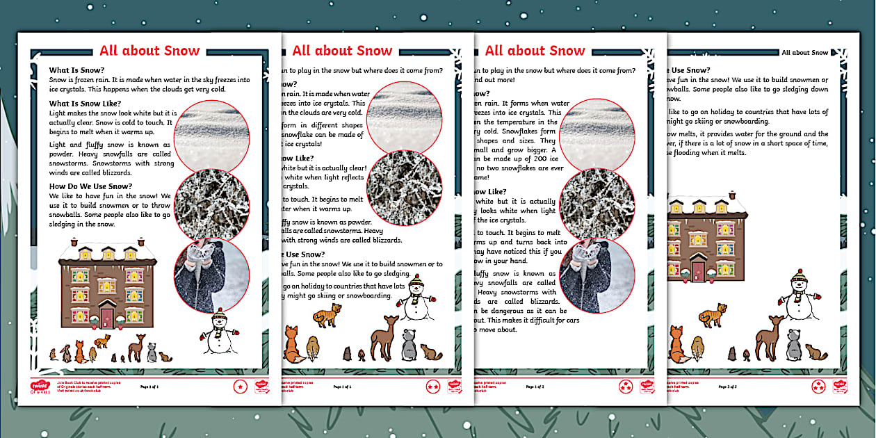 Middle Ability Ten Little Lights All About Snow Differentiated Fact File