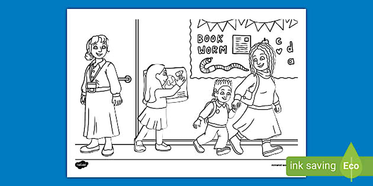 Walk Don't Run | In School We Walk Colouring Page | Twinkl