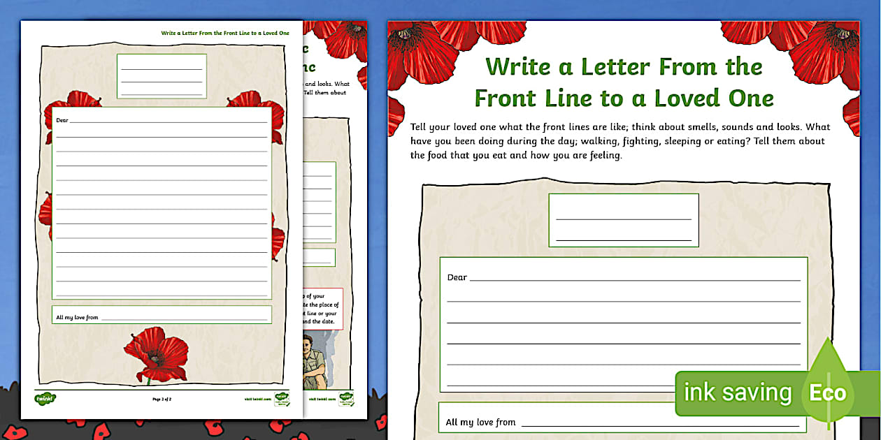 World War One Letter Writing Template — KS2 Primary Resources