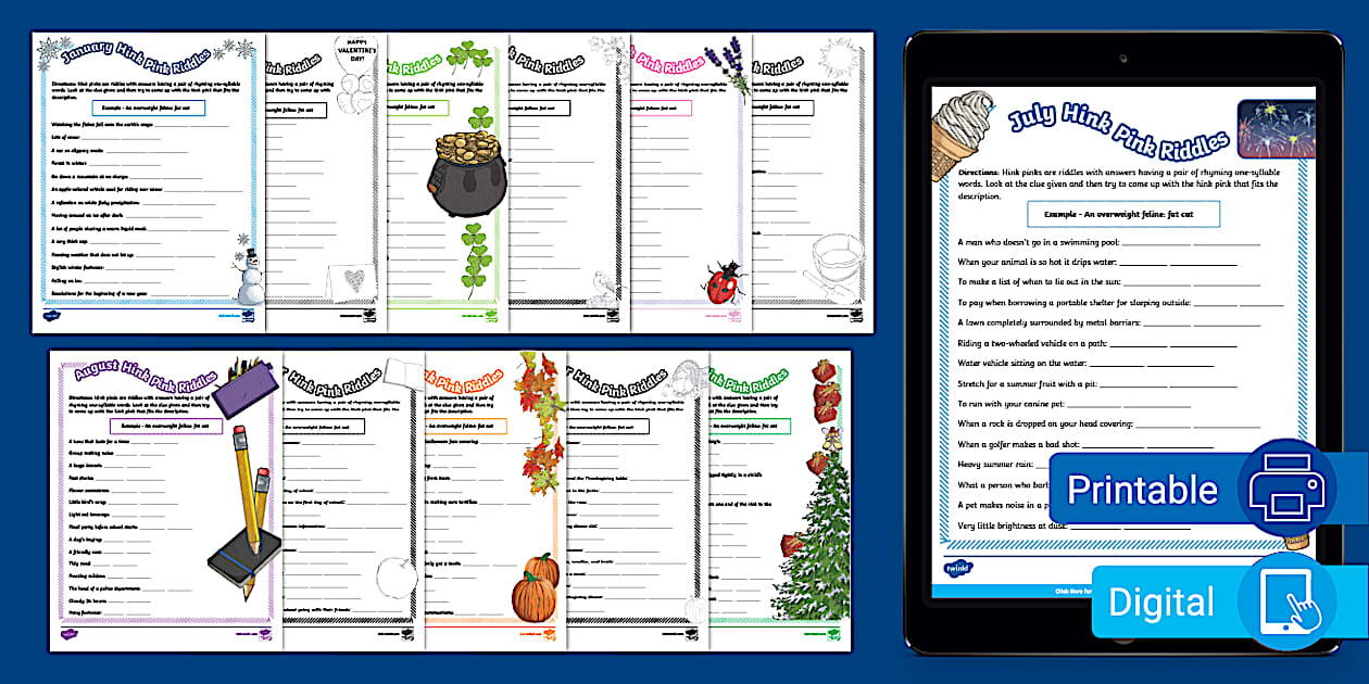 Winter Hink Pink Riddles Activity Pack | Twinkl USA - Twinkl