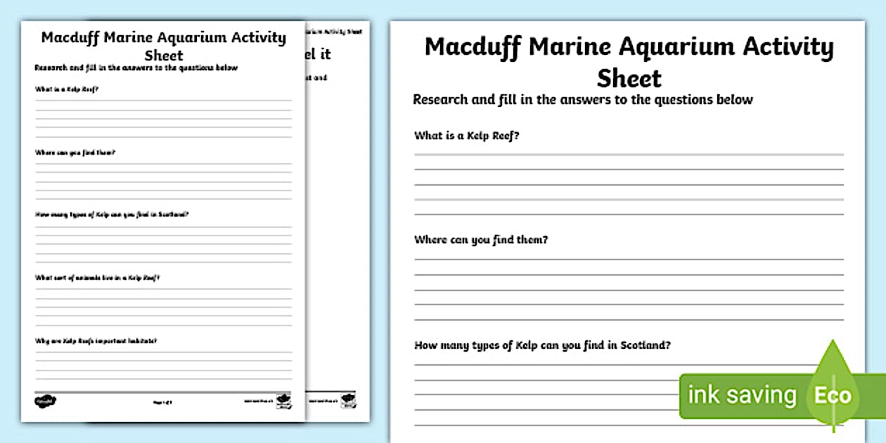 Aquarium Worksheets – Drawing and Answer Sheets – Printable