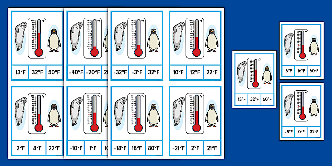 Antarctic Temperatures Matching Clip Cards (teacher made)