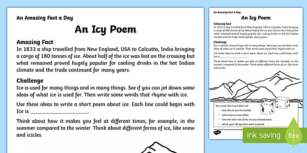 An Icy Poem Worksheet / Worksheet, worksheet (Teacher-Made)