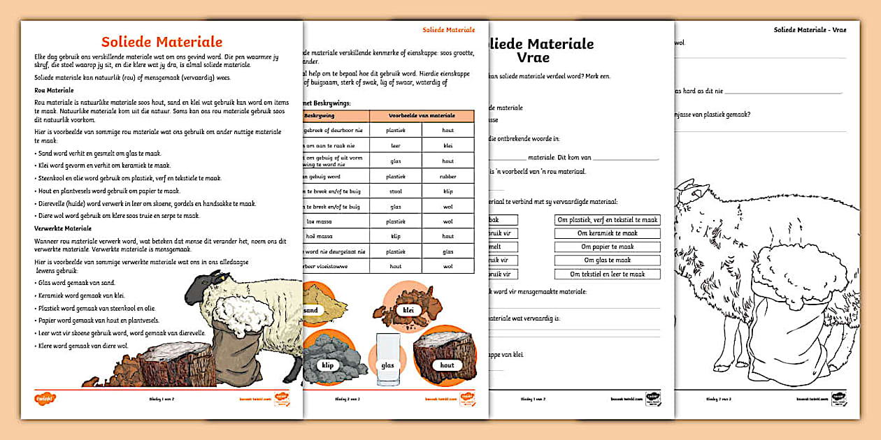 Soliede Materiale Deel 2 Aktiwiteit (teacher made) - Twinkl