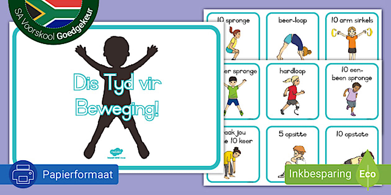 Dis Tyd vir Beweeg! Visuele Kaartjies - Twinkl