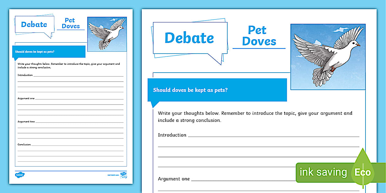 Pet Doves Debate Writing Frame (teacher made) - Twinkl