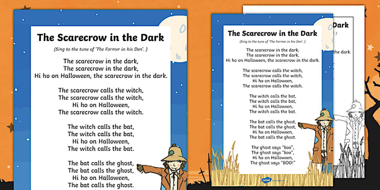 Black and White The Scarecrow In The Dark Rhyme | Creepy Halloween Rhymes
