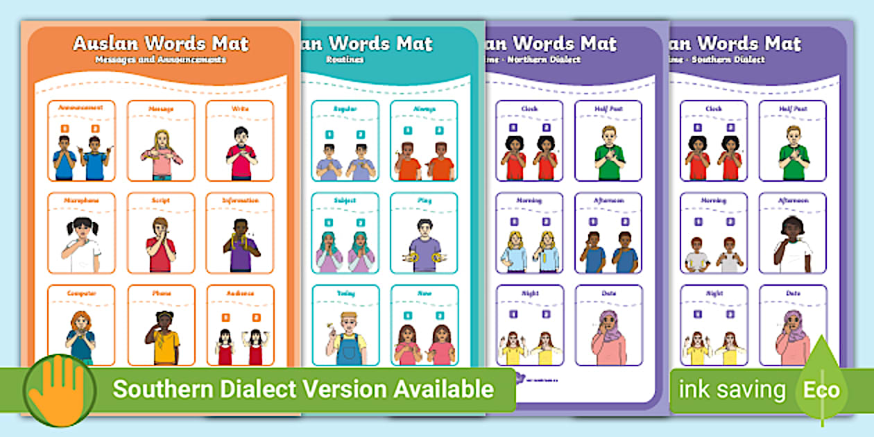 Editable Auslan Word Mat Messages and Routines - Twinkl