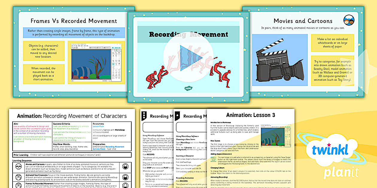 Computing: Animation: Recording Movement Year 4 Lesson Pack 3