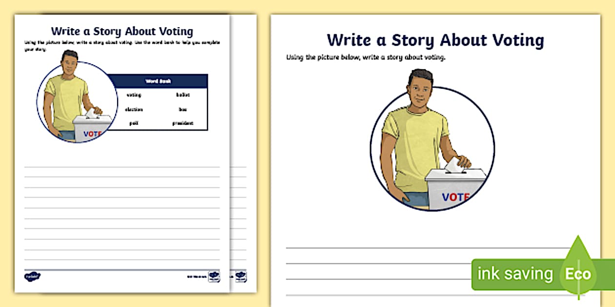 Presidential Voting Story Writing Activity Worksheet
