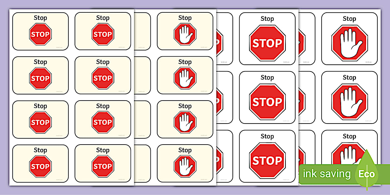 Black and White Stop Visual Support Cards (professor feito)