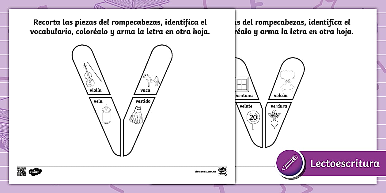 Hoja de actividad: Rompecabezas de la letra V