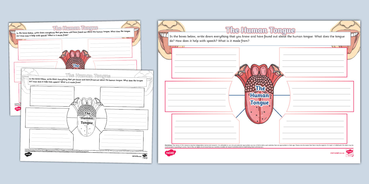 The Human Tongue Mind Map Writing Template