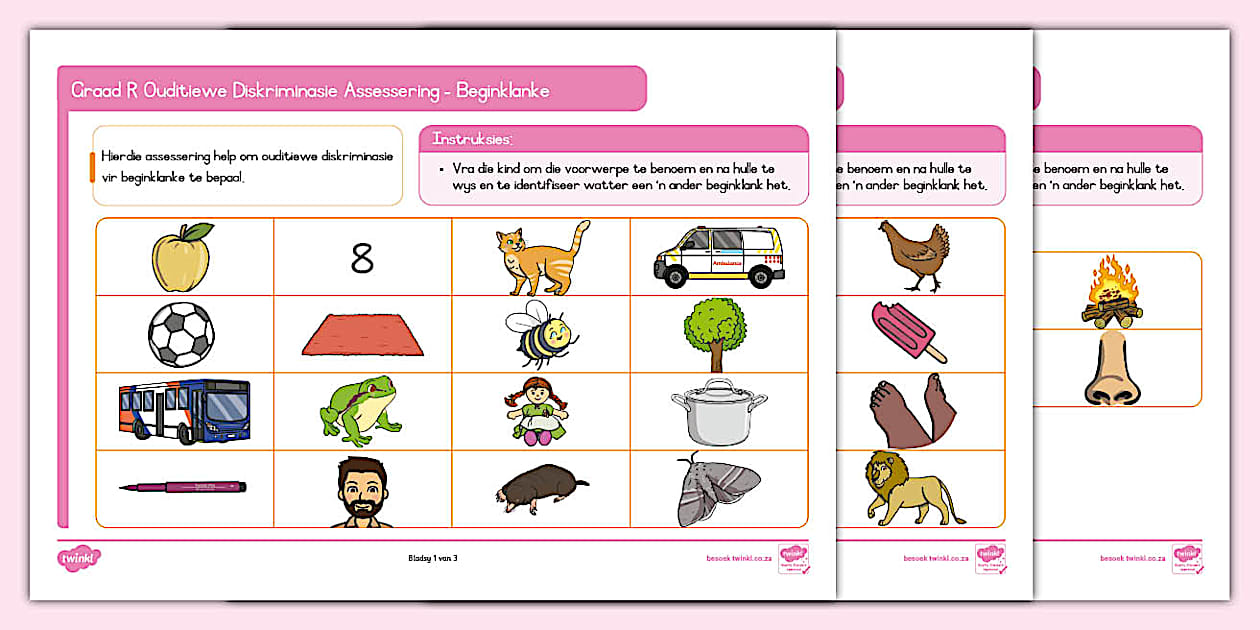 Graad R Ouditiewe Diskriminasie Assessering - Beginklanke