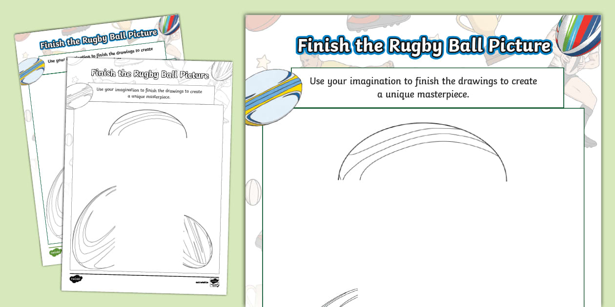 Finish the Rugby Ball Pictures Worksheet (teacher made)