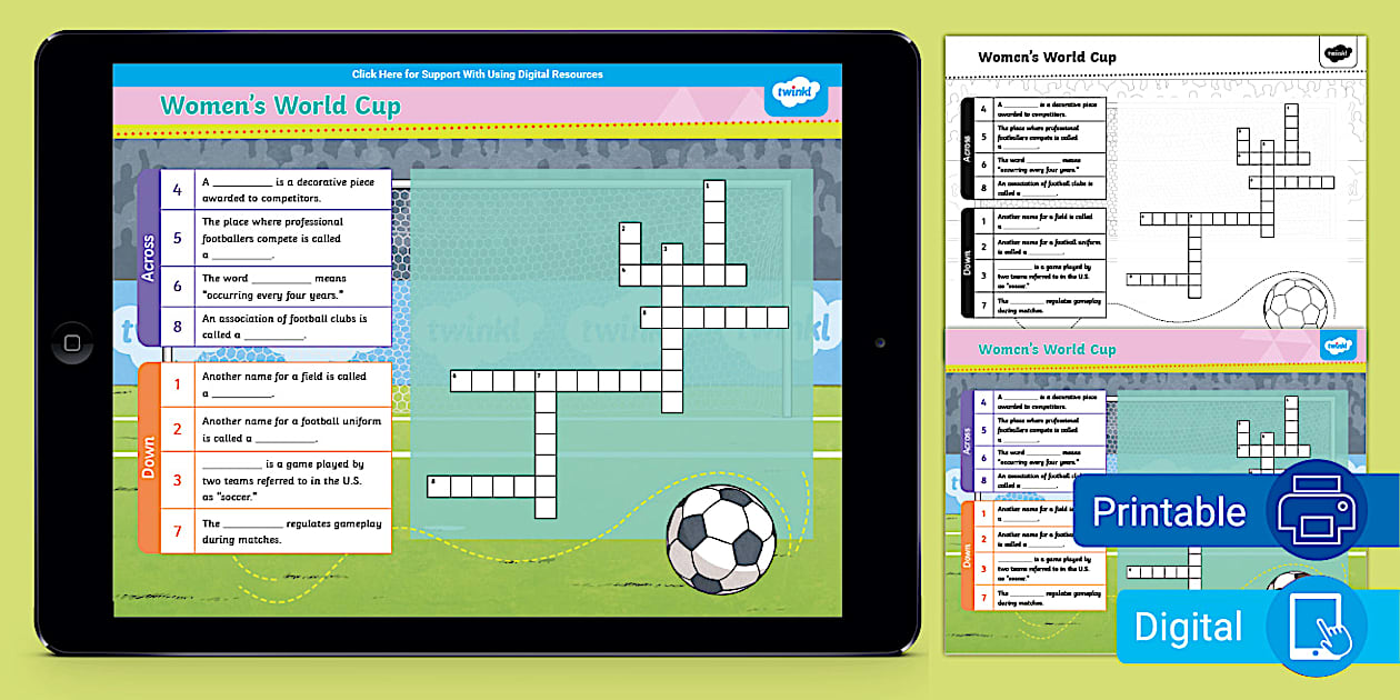 Women's World Cup Crossword Puzzle for 3rd-5th Grade