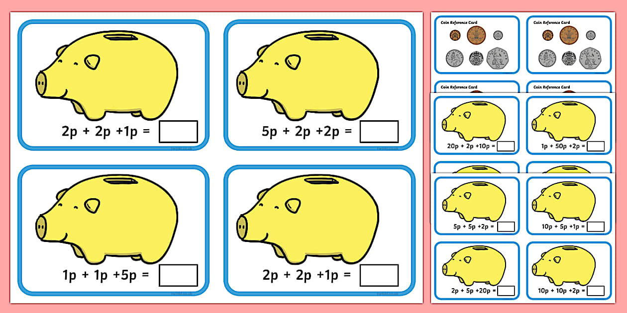 Editable How Much In My Piggy Bank Flash Cards - Twinkl