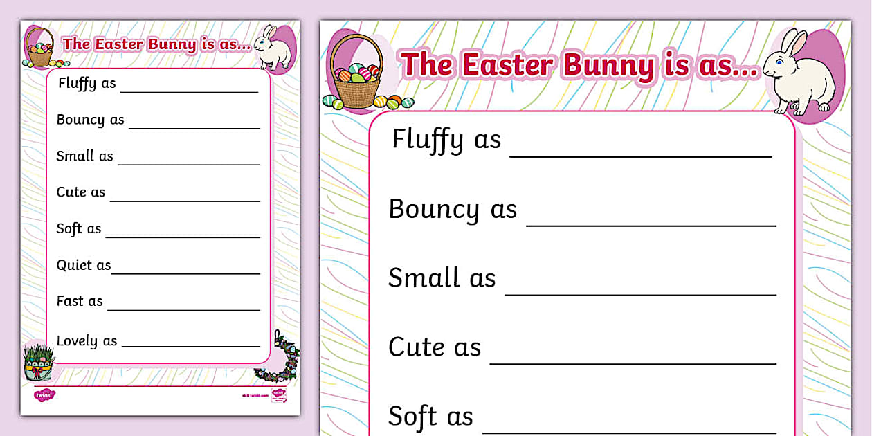 Easter Bunny Simile Poem Template (teacher made) - Twinkl