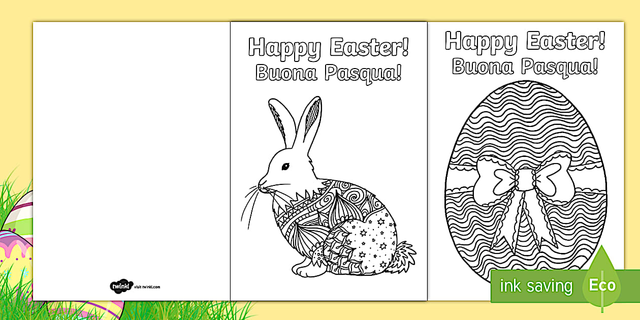 Mindfulness Colouring Easter Cards English/Italian - Twinkl