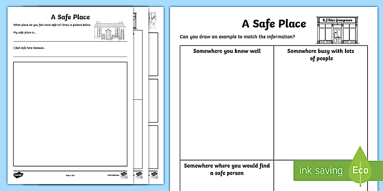 CfE First Level Safe Places Worksheet / Worksheets - Twinkl