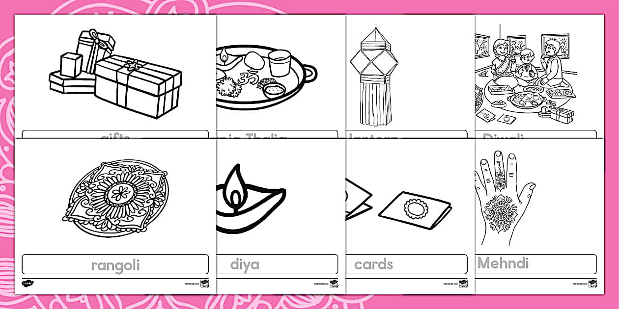 Diwali Trace and Color Worksheet for Kids | Twinkl USA