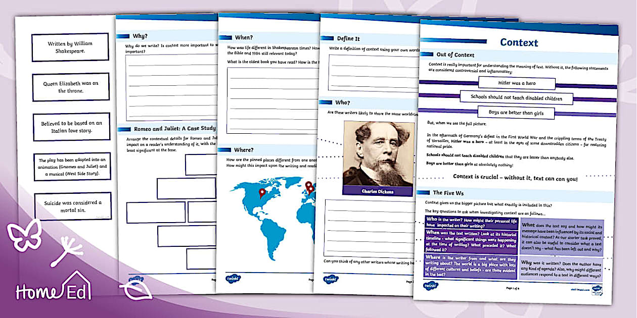 Secondary English Cheat Sheet: Context (teacher made)