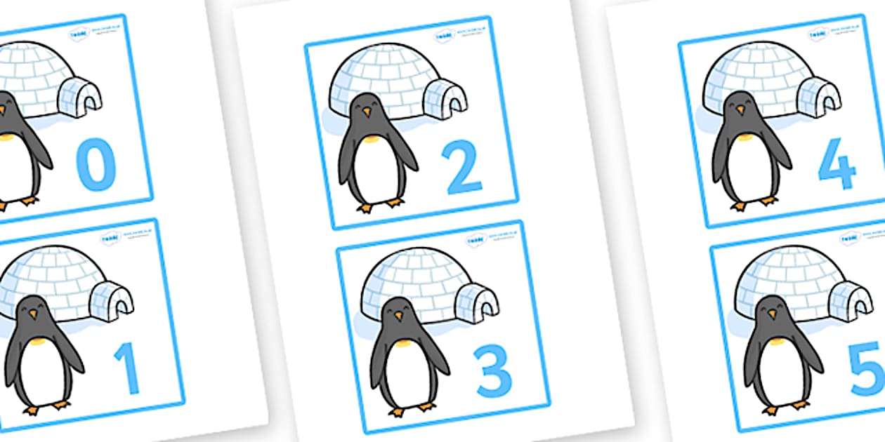 Penguins and Igloos Flashcards (0-40) - Twinkl