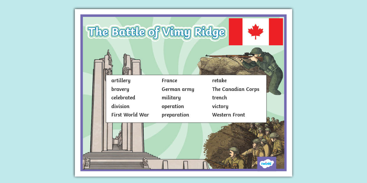 The Battle of Vimy Ridge Word Mat (l'enseignant a fait)