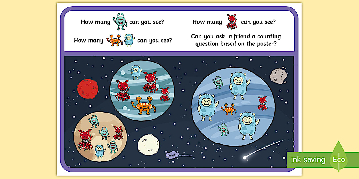 Space Aliens Counting Poster (teacher made) - Twinkl