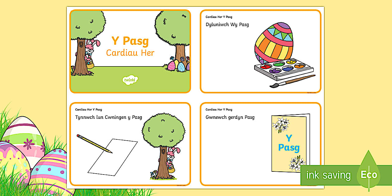 Her Cardiau Cymraeg y Pasg - TWINKL