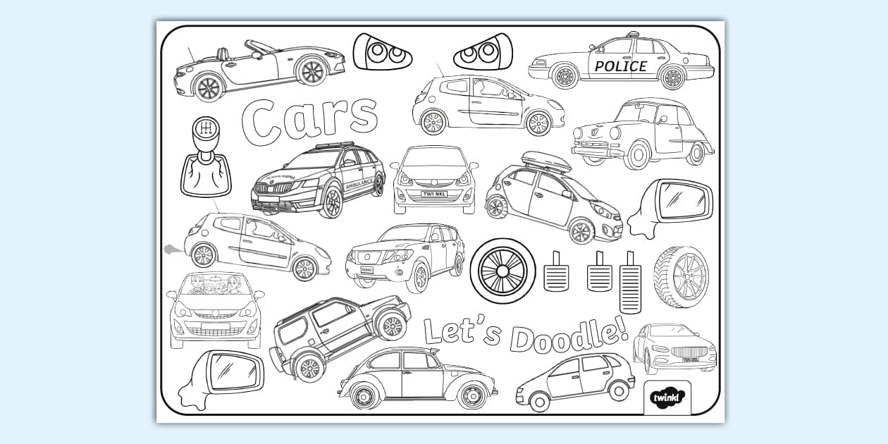 Cars Doodle Colouring Pages | Twinkl - Twinkl