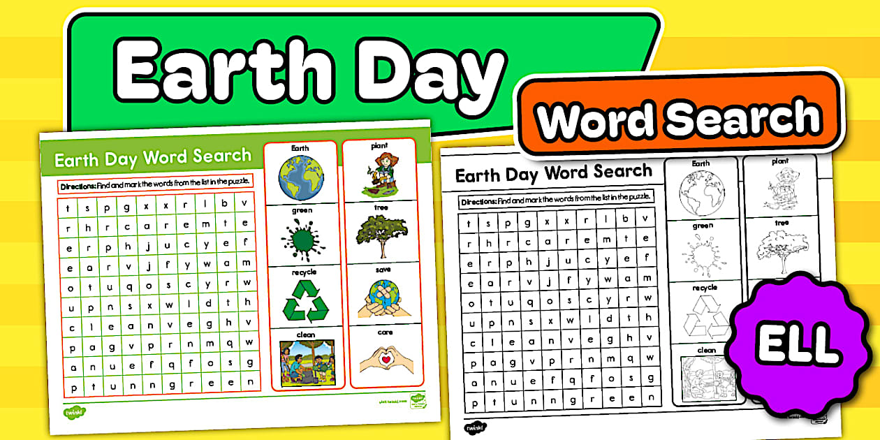 Earth Day Word Search for ELL