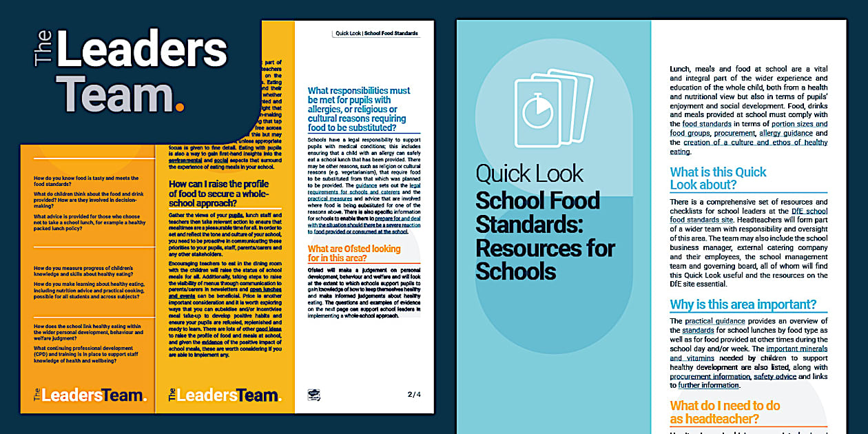 Quick Look: School foods standards - resources for schools