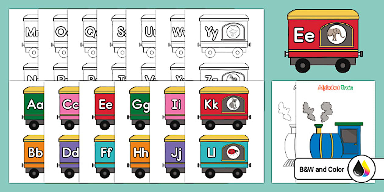 Alphabet Train Cutouts (teacher made) - Twinkl
