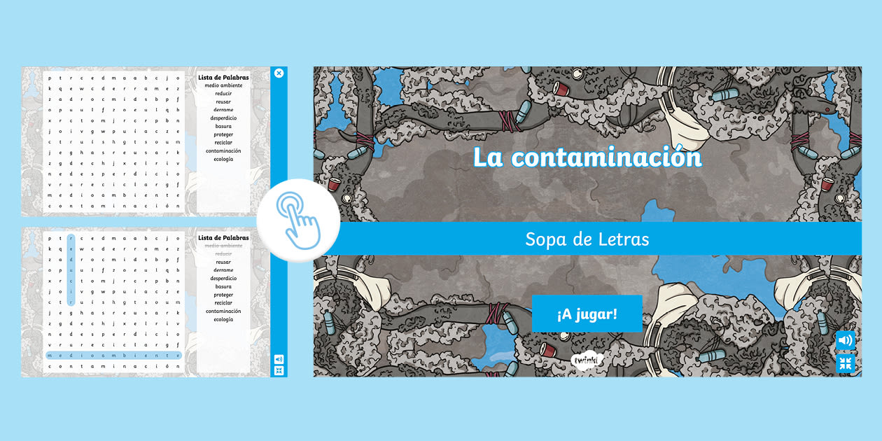 Sopa de letras interactiva: La contaminación - Twinkl