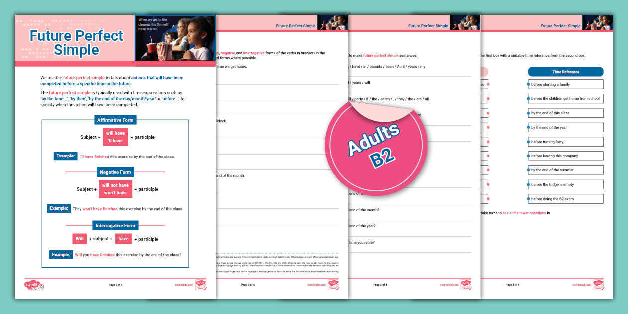 ESL Future Perfect Simple Activity Sheet [Adults, B2]