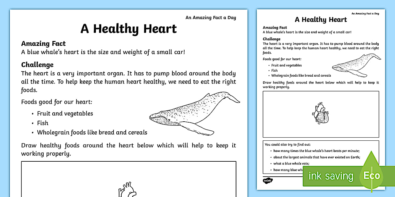 A Healthy Heart Worksheet | Primary Resources (Teacher-Made)
