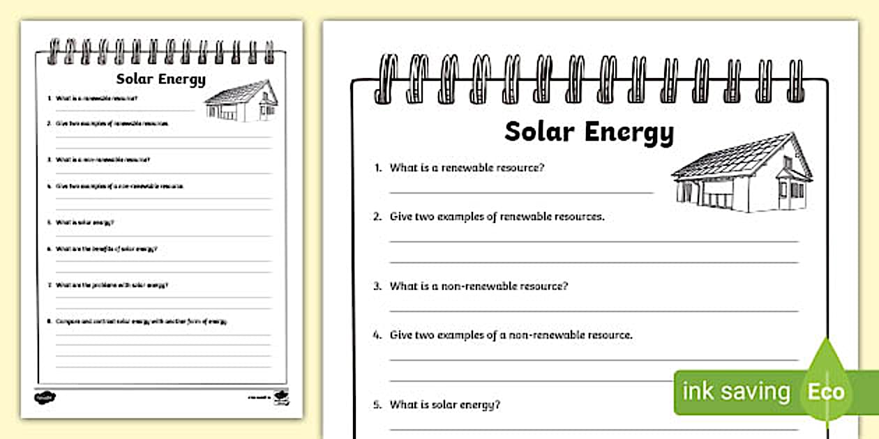 Solar Energy Worksheet | 3rd/4th Class | Twinkl Resources