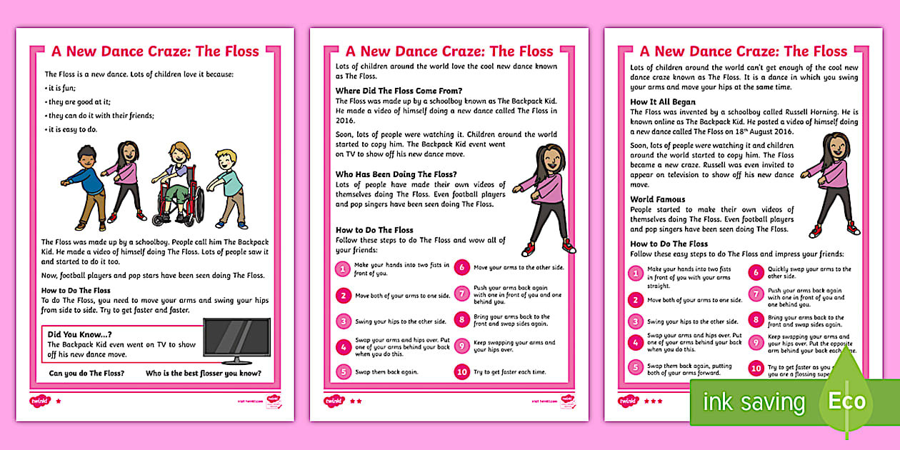KS1 A New Dance Craze: The Floss Differentiated Fact File